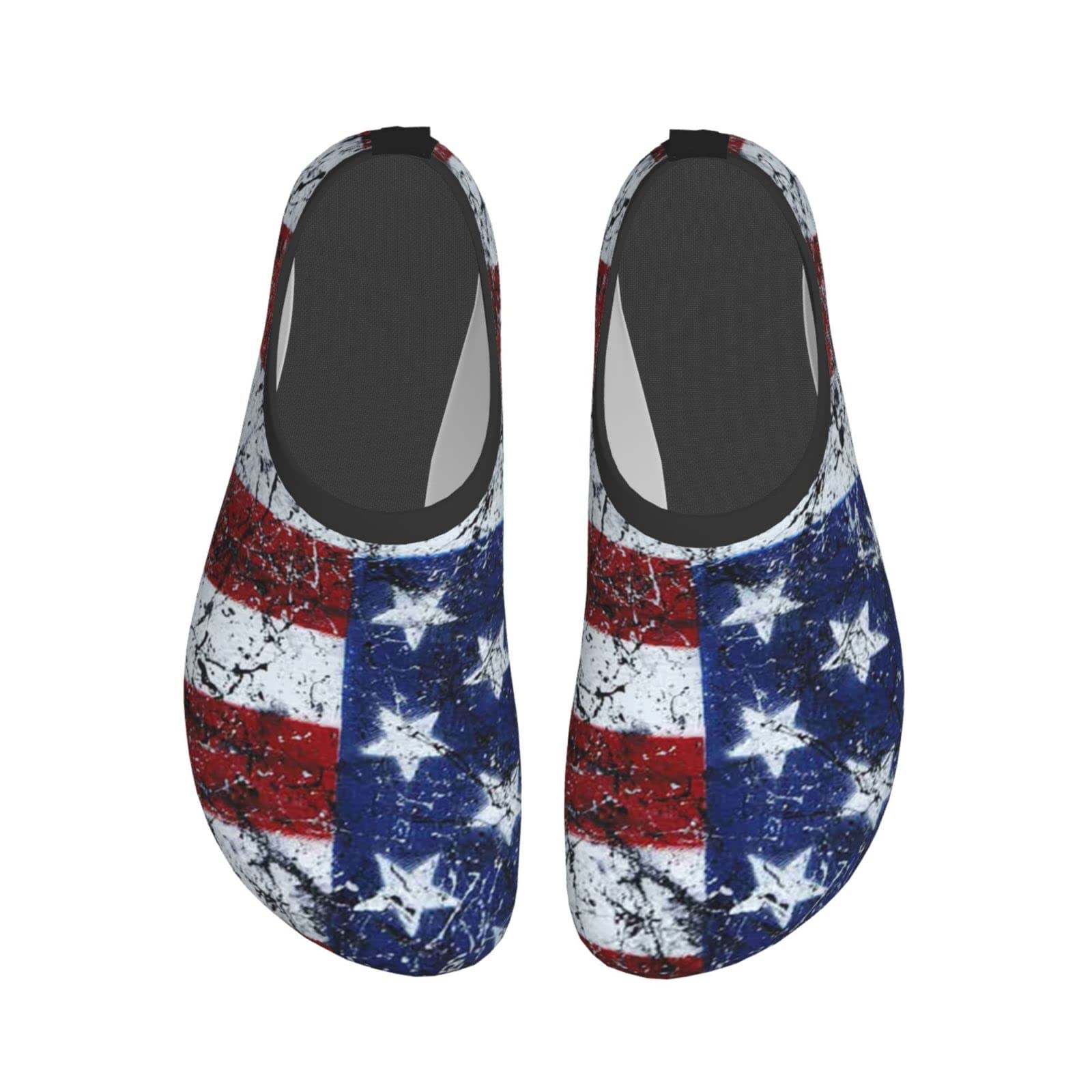 American Flag Art Red White and Blue Water Shoes Outdoor Exercise Aqua Socks Adult Aqua Socks Necessities for Men Women Water Games