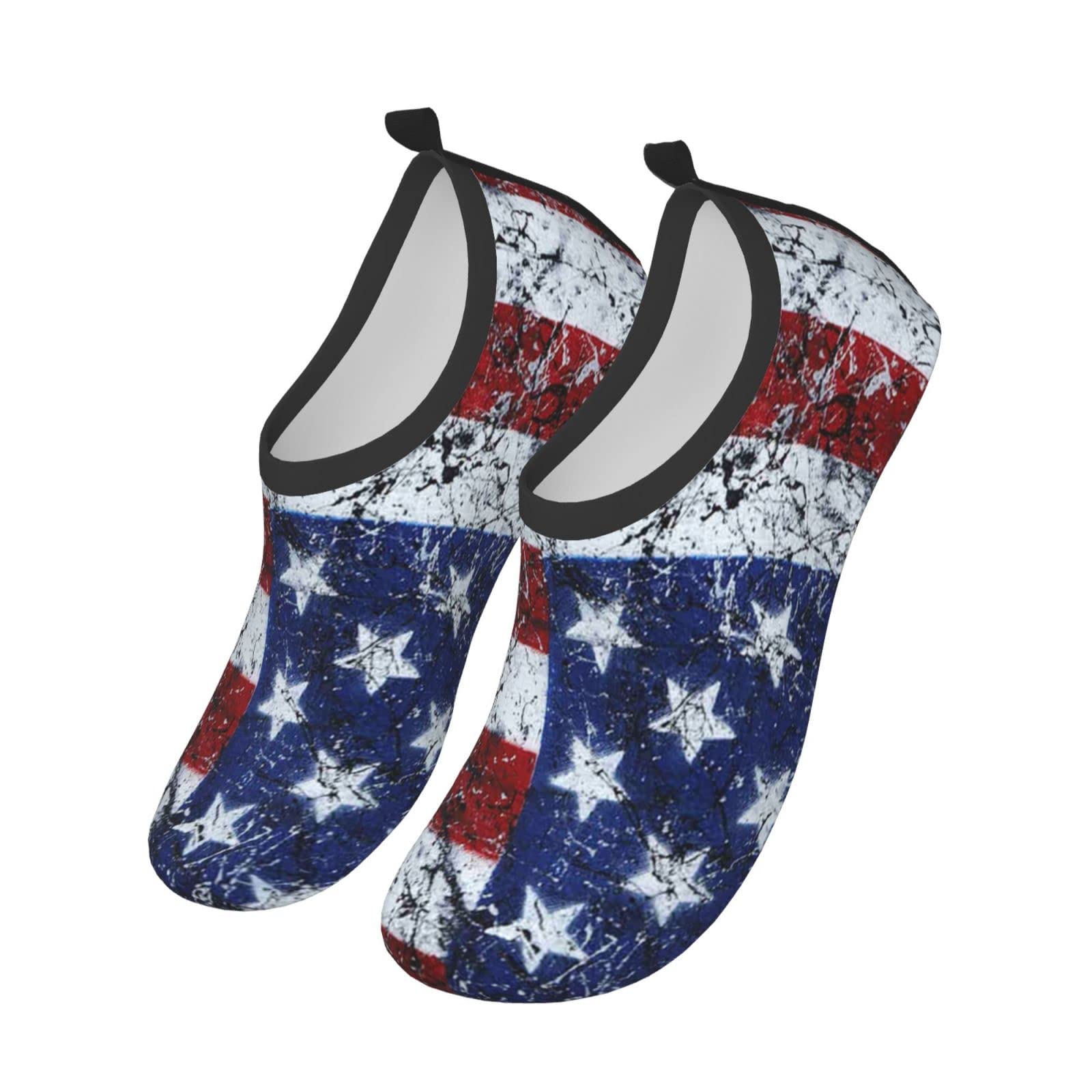 American Flag Art Red White and Blue Water Shoes Outdoor Exercise Aqua Socks Adult Aqua Socks Necessities for Men Women Water Games