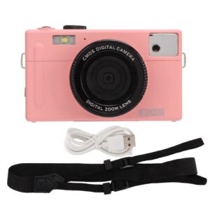 Digital 1080P FHD Mini Video Camera 24MP with 3 inch LCD Screen, Portable Micro Single Mirrorless Camera 16X Digital Zoom, Rechargeable Students Compact Pocket Camera, for Kids,Adult,Beginners(Pink)