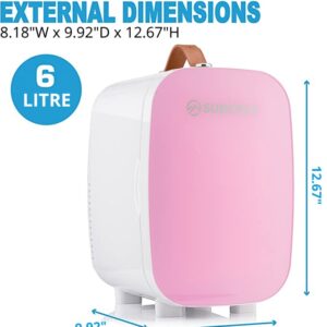 Subcold Pro6 Luxury Mini Fridge Cooler 6 Litre / 8 Cans AC & Exclusive USB Power Option Small Portable Fridge For The Office, Bedroom, Car, Skincare & Cosmetics Pink