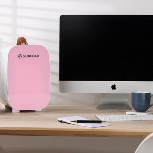 Subcold Pro6 Luxury Mini Fridge Cooler 6 Litre / 8 Cans AC & Exclusive USB Power Option Small Portable Fridge For The Office, Bedroom, Car, Skincare & Cosmetics Pink