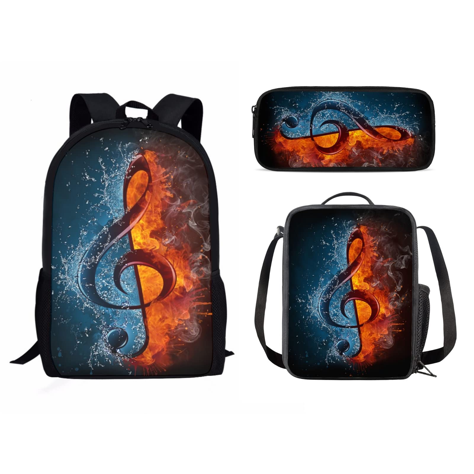 Mumeson Music Note Print Backpack Water Resistant School Bag Outdoor Casual Rucksack School Bag and Lightweight Lunch Bags Portable Pencil Case Back to School Supplies