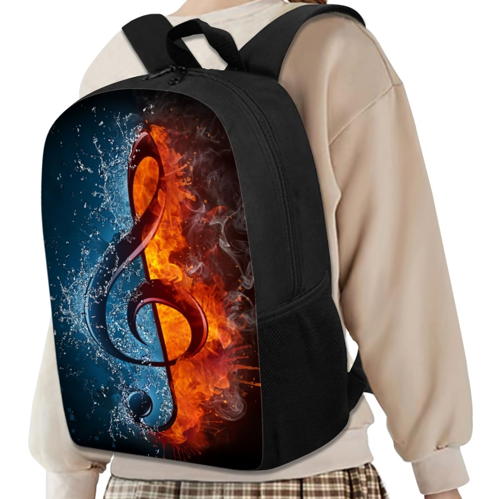 Mumeson Music Note Print Backpack Water Resistant School Bag Outdoor Casual Rucksack School Bag and Lightweight Lunch Bags Portable Pencil Case Back to School Supplies