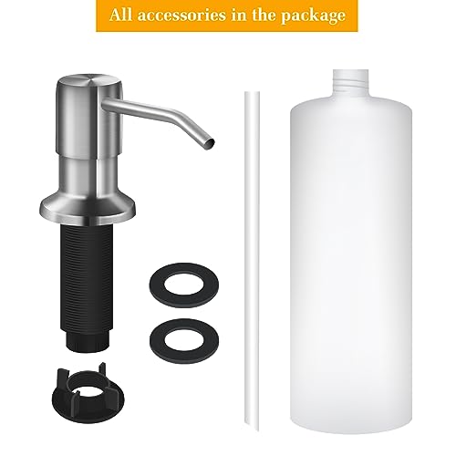 Soap Dispenser for Kitchen Sink, Built in Sink Soap Dispenser Lotion Dispenser with 17 OZ Bottle, Refill from The Top Bar Sink Soap Dispenser, Brushed Nickel (1 Pack)