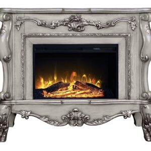 Acme Dresden Floral Molding Wooden Frame Fireplace in Vintage Bone White