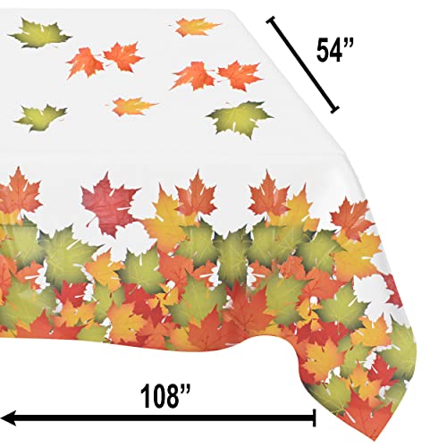 Gift Boutique 6 Disposable Thanksgiving Leaves 54" X 108" Rectangle Fall Maple Leaf Plastic Cover Party Supply Decoration for Harvest Autumn Holiday Birthday Buffet Banquet Picnic Table Cloth