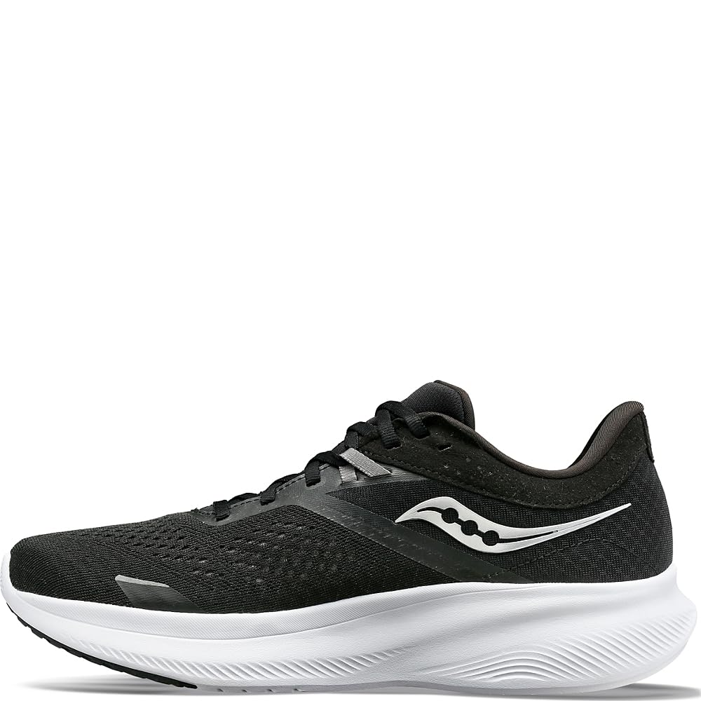 Saucony Women's Ride 16 Sneaker, Black/White, 9