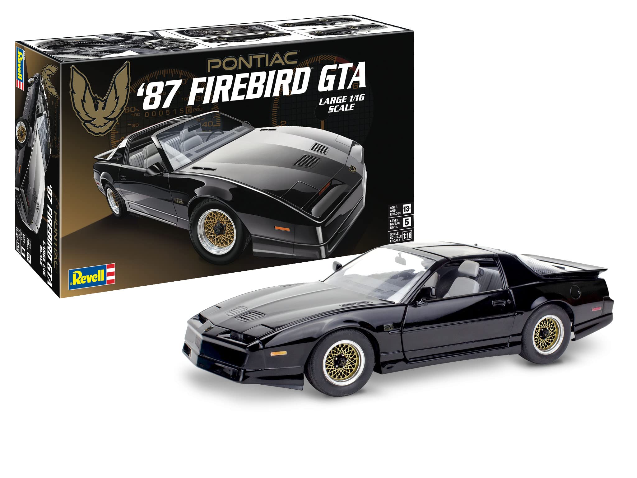 Revell 14535 '87 Pontiac Firebird GTA 1:16 Scale 144-Piece Skill Level 5 Model Car Building Kit White