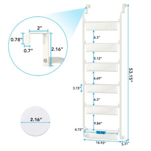 1Easylife 6-Tier Over the Door Pantry Organizer, Heavy-Duty Metal Pantry Door Organizer with 6 Baskets, Hanging Storage Door Organization Kitchen Spice Rack (6x4.72 Width Baskets, Cream White)