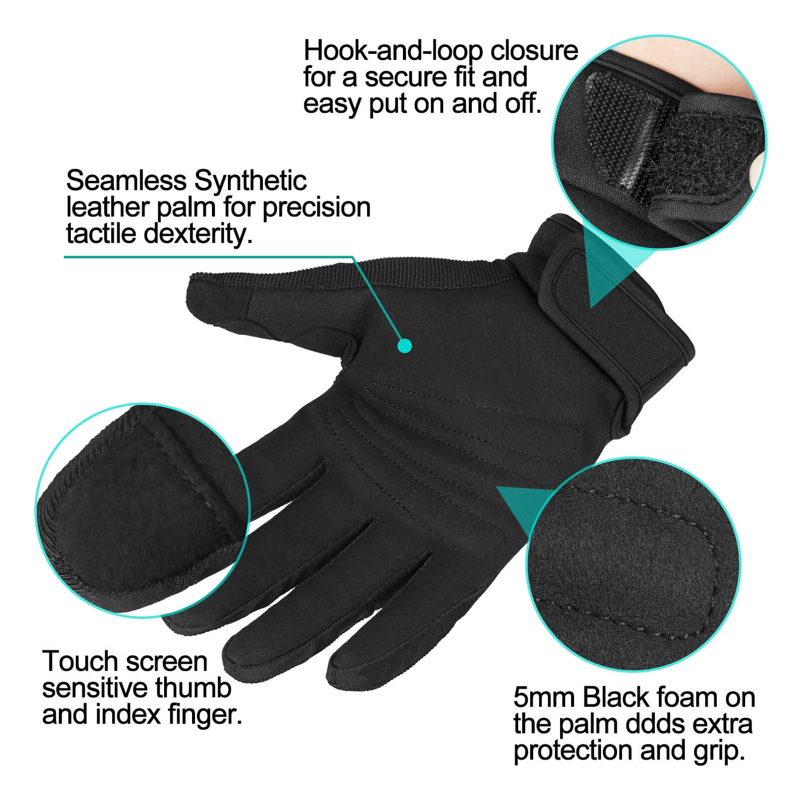 OZERO Work Gloves for Men High Dexterity Touch Screen Working Gloves with Shock-absorbing Non-slip Palm for Tactical Construction Gardening Black Large (2 Pairs Pack)