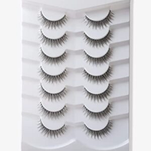 Gmagictobo False Eyelashes Short Natural Lashes Wispy Lashes 3D Faux Mink Lashes Pack Light Volume Soft Strips Fake Eye Lashes 7 Pairs Multipack