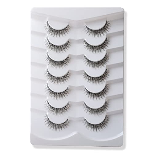 Gmagictobo False Eyelashes Short Natural Lashes Wispy Lashes 3D Faux Mink Lashes Pack Light Volume Soft Strips Fake Eye Lashes 7 Pairs Multipack