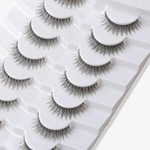 Gmagictobo False Eyelashes Short Natural Lashes Wispy Lashes 3D Faux Mink Lashes Pack Light Volume Soft Strips Fake Eye Lashes 7 Pairs Multipack