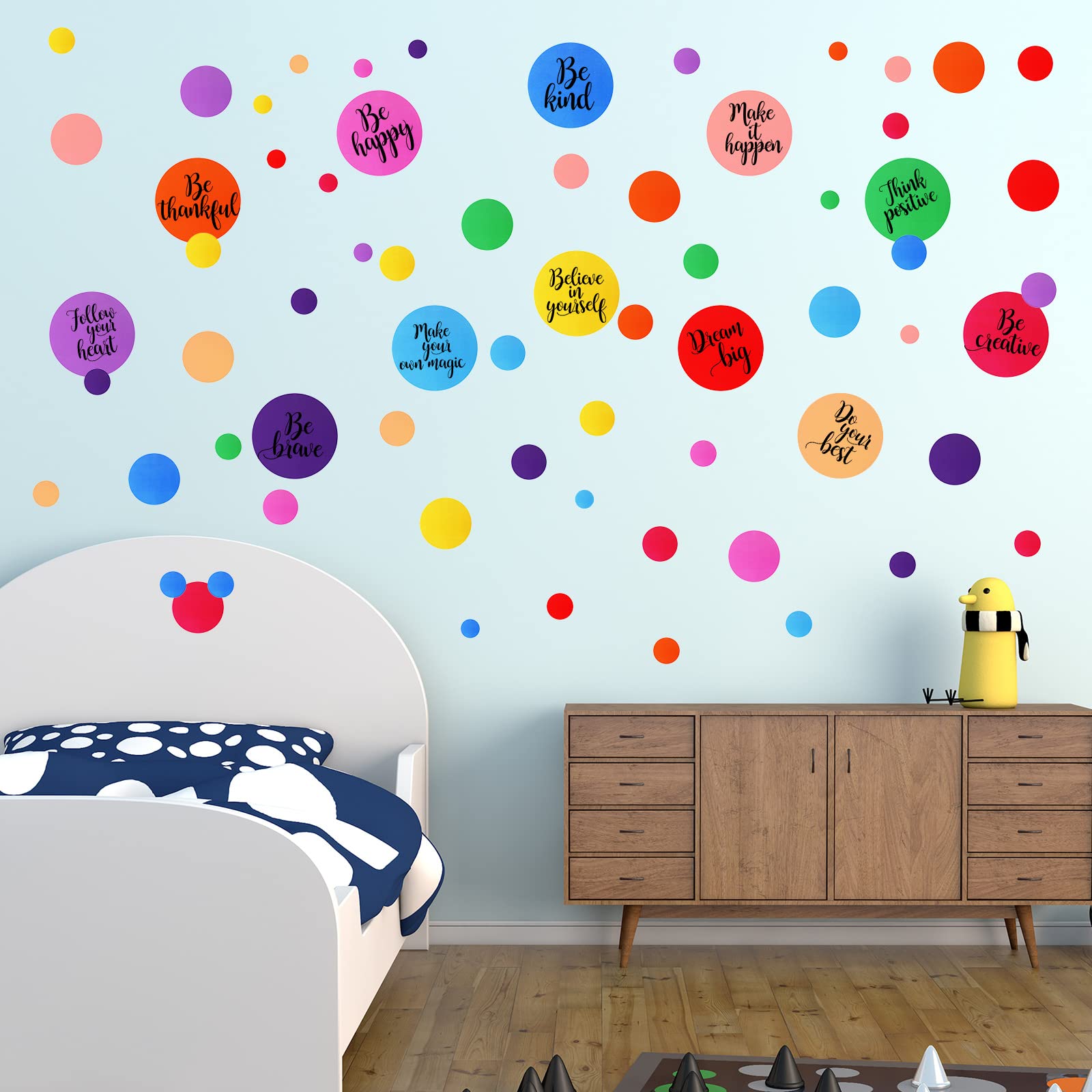 576 Pieces Polka Dot Wall Decals Inspirational Wall Sticker for Classroom Kids Colorful Circle Wall Sticker Removable Lettering Positive Saying Sticker for Dance Yoga Gym Nursery(Mixed Color)