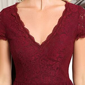 Ever-Pretty Women's A-Line Short Sleeves High Low Chiffon Formal Wear Dress Burgundy US8