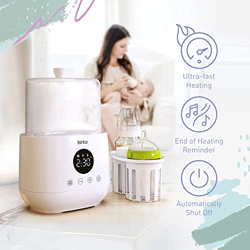 Double Baby Bottle Warmer and Sterilizer for Breastmilk and Formula - Fast Milk Bottle Heater for Twins, Baby Food Warmer with Timer and Auto Shut Off