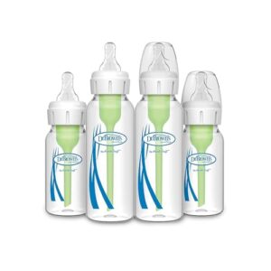 Dr. Brown's Natural Flow Anti-Colic Options+ Narrow Glass Baby Bottles, Made in The USA, BPA Free, 8oz and 4oz, 0m+, 4-Pack