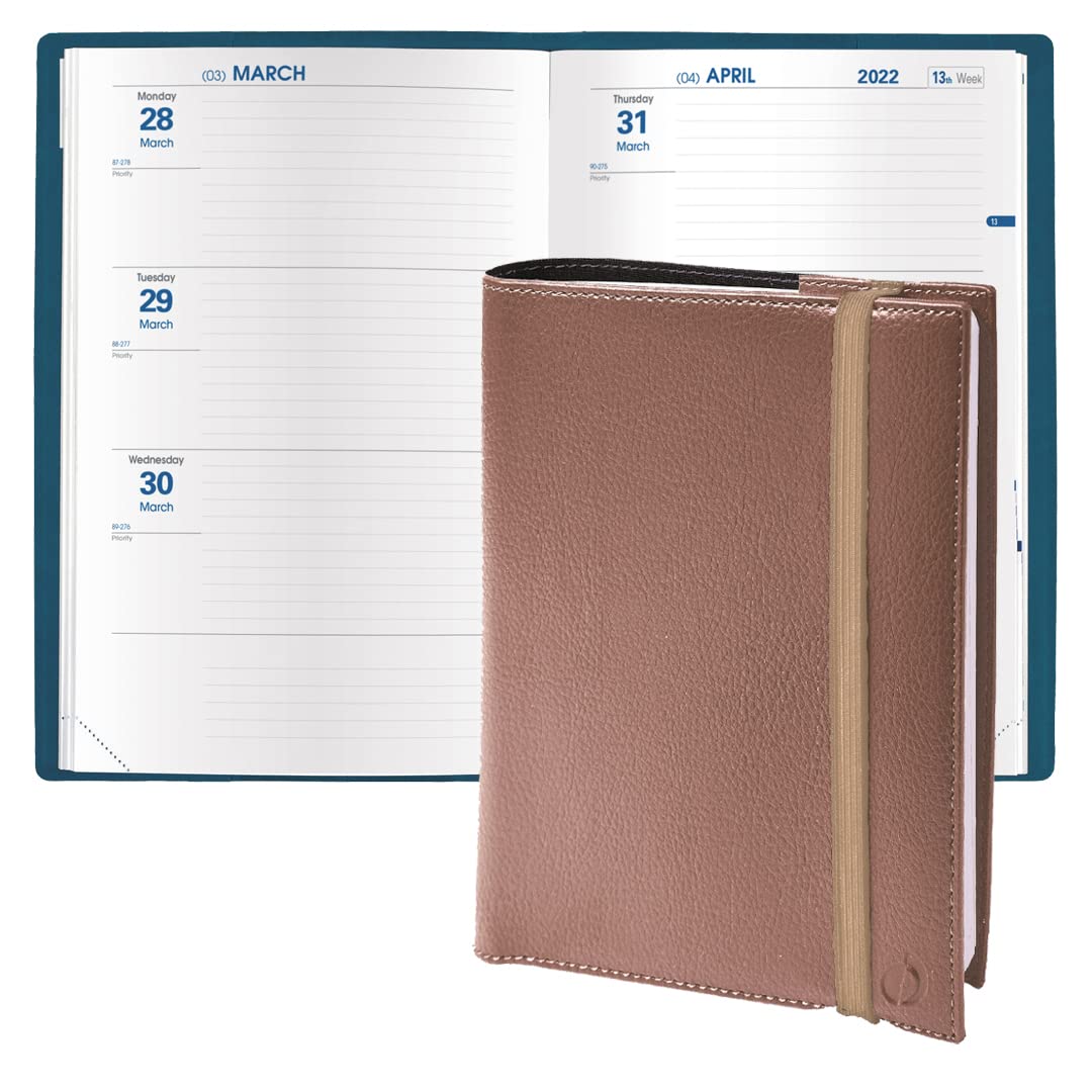 Quo Vadis 2023 Hebdo - Weekly/Monthly Planner - 12 Months, Jan. to Dec. - 6 1/4 x 9 3/8" - Grained Faux Leather Kali Copper Covers - Productivity Time Mangement Organizer