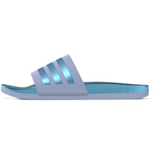 adidas women's adilette comfort slides sandal, blue dawn/blue fusion metallic/blue dawn, 5