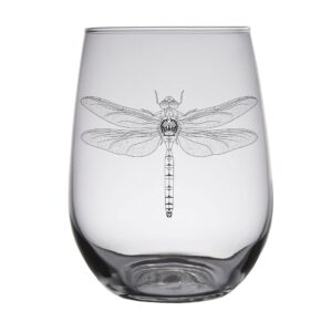 hullspeed designs dragonfly engraved stemless wine glasses (set of 2)