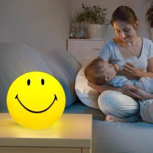 Somesino Night Light for Kids Smiley Face Lamp Light Birthday Gifts for Girls Boys Plastic Nightlight Portable Nursery USB Rechargeable Animal Night Lights for Baby Toddler Teen Bedrooms ( 23CM)