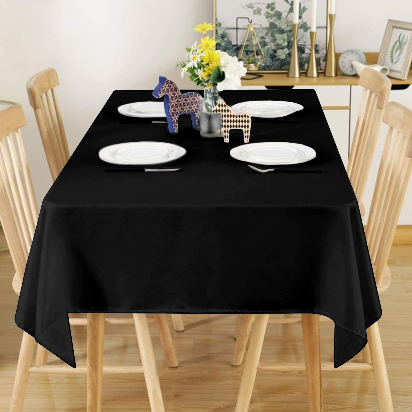 Pesonlook 6Pack 60 x 102 Inch Tablecloth, Black Polyester Tablecloths for 6ft Rectangle Tables Polyester Table Cover Washable Table Cloth for Wedding Reception Banquet Party