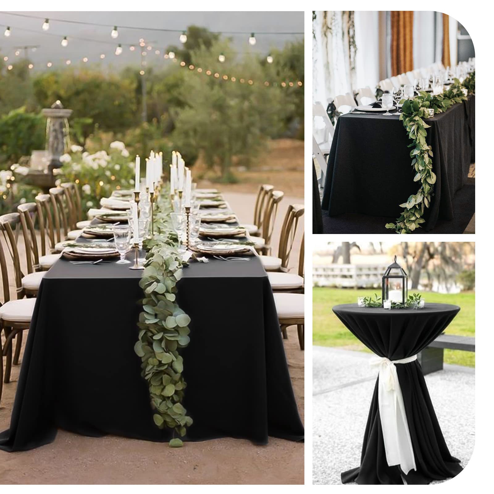 Pesonlook 6Pack 60 x 102 Inch Tablecloth, Black Polyester Tablecloths for 6ft Rectangle Tables Polyester Table Cover Washable Table Cloth for Wedding Reception Banquet Party