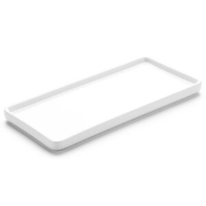 gurygo 6" bathroom tray for counter, ceramic vanity tray for bathroom, small rectangle ceramic sink tray, kitchen soap tray, ceramic tray for kitchen counter, white