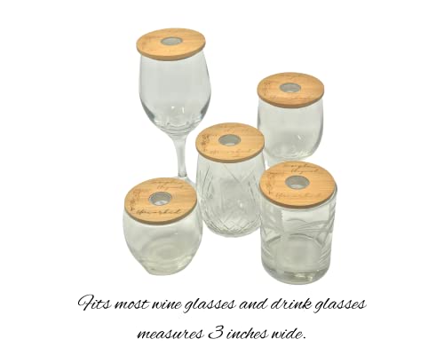 WINE ACCESSORIES FOR WINE LOVERS - Drink Glass Covers (4) - Beverage Covers to Keep Bugs Out - Coverware Drink Tops - Wine Glass Topper Ventilated