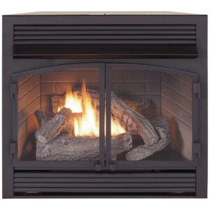 duluth forge dual fuel ventless gas fireplace insert - 32,000 btu, t-stat control - model# fdf400t-zc-r (renewed), black