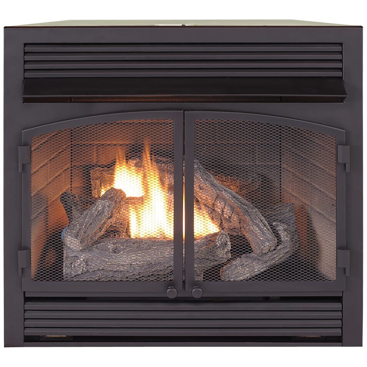 Duluth Forge Dual Fuel Ventless Gas Fireplace Insert - 32,000 BTU, T-Stat Control - Model# FDF400T-ZC-R (Renewed), Black