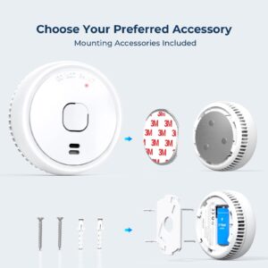 Ecoey Smoke Detector, 10 Year Fire Alarms Smoke Detectors，Smoke Detector Battery Operated with Photoelectric Sensor, Fire Alarm with Low Battery Indicator, Smoke Detectors Used in Home, FJ138, 6 Packs