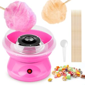 cr party pink cotton candy machine, homemade portable cotton candy maker for kids christmas gift birthday party