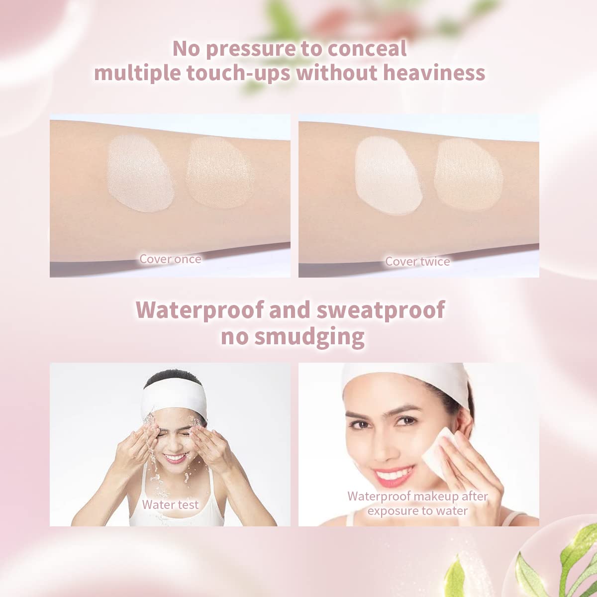 Catkin Blossom BB Cream Air Cushion Foundation Natural Coverage Moist Glowy Finish Breathable Face Makeup with 2 Refills Beige (C01 Ivory Light)