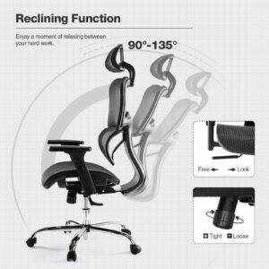 JHK High Back Office Chair Adjustable Height for Executive, Computer Gaming, Conference Room, 28.1D x 26.5W x 48.03H Inch, Black