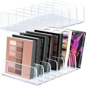 2pcs makeup pallet organizer,acrylic eyeshadow palette makeup organizer,clear eyeshadow palette cosmetic organizer,7 sections palette organizer makeup holder for bathroom countertop wallets sunglasses