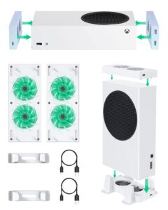 cooling stand for xbox series s, zaonool four cooling fan cooler system, top and bottom dual cooling fan, low noise, 3 gears adjustable speed 2300/2800/3200rpm with led indicator and 4 extra usb ports