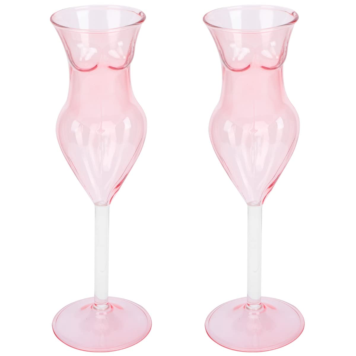 DOITOOL Miss Wine Glass Body Glass Set of 2 Clear Cocktail Glass Body Shaped, Unique Martini Glasses Beauty Body Shaped Wine Glass Goblet Cups Glassware for KTV Home Bar Club Restaurant ( Pink )