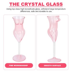 DOITOOL Miss Wine Glass Body Glass Set of 2 Clear Cocktail Glass Body Shaped, Unique Martini Glasses Beauty Body Shaped Wine Glass Goblet Cups Glassware for KTV Home Bar Club Restaurant ( Pink )