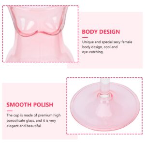 DOITOOL Miss Wine Glass Body Glass Set of 2 Clear Cocktail Glass Body Shaped, Unique Martini Glasses Beauty Body Shaped Wine Glass Goblet Cups Glassware for KTV Home Bar Club Restaurant ( Pink )