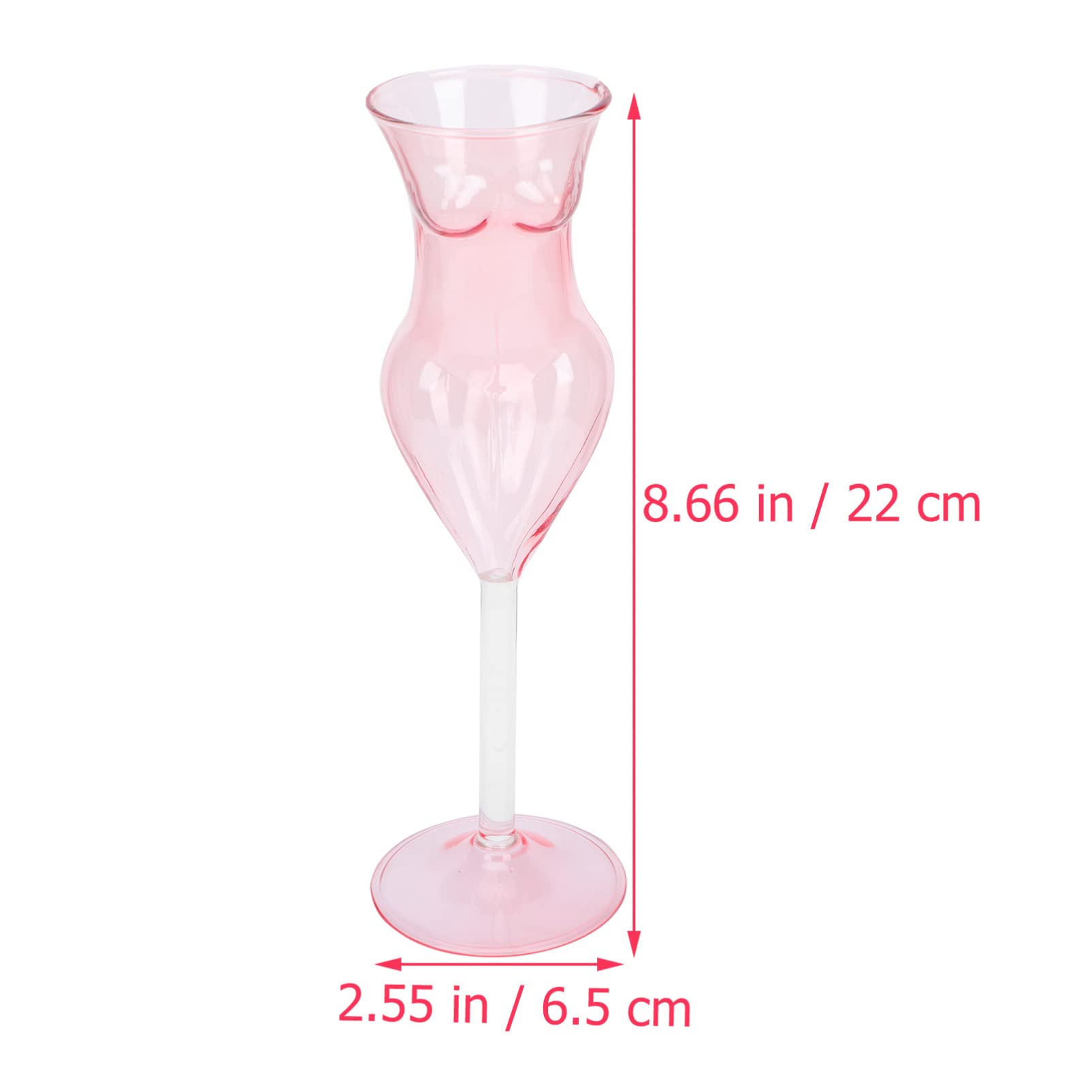 DOITOOL Miss Wine Glass Body Glass Set of 2 Clear Cocktail Glass Body Shaped, Unique Martini Glasses Beauty Body Shaped Wine Glass Goblet Cups Glassware for KTV Home Bar Club Restaurant ( Pink )