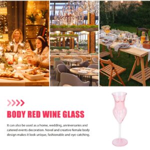 DOITOOL Miss Wine Glass Body Glass Set of 2 Clear Cocktail Glass Body Shaped, Unique Martini Glasses Beauty Body Shaped Wine Glass Goblet Cups Glassware for KTV Home Bar Club Restaurant ( Pink )