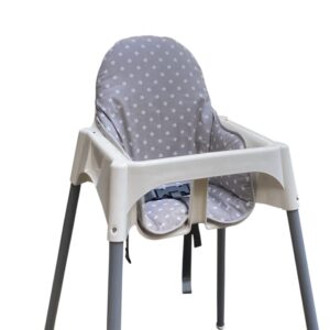 ZARPMA Cotton Seat Covers for IKEA Antilop Highchair,Cotton Surface and Cotton Padded,Forest Pattern Foldable Baby Highchair Cover for IKEA Child Chair Cushion (Grey Star)