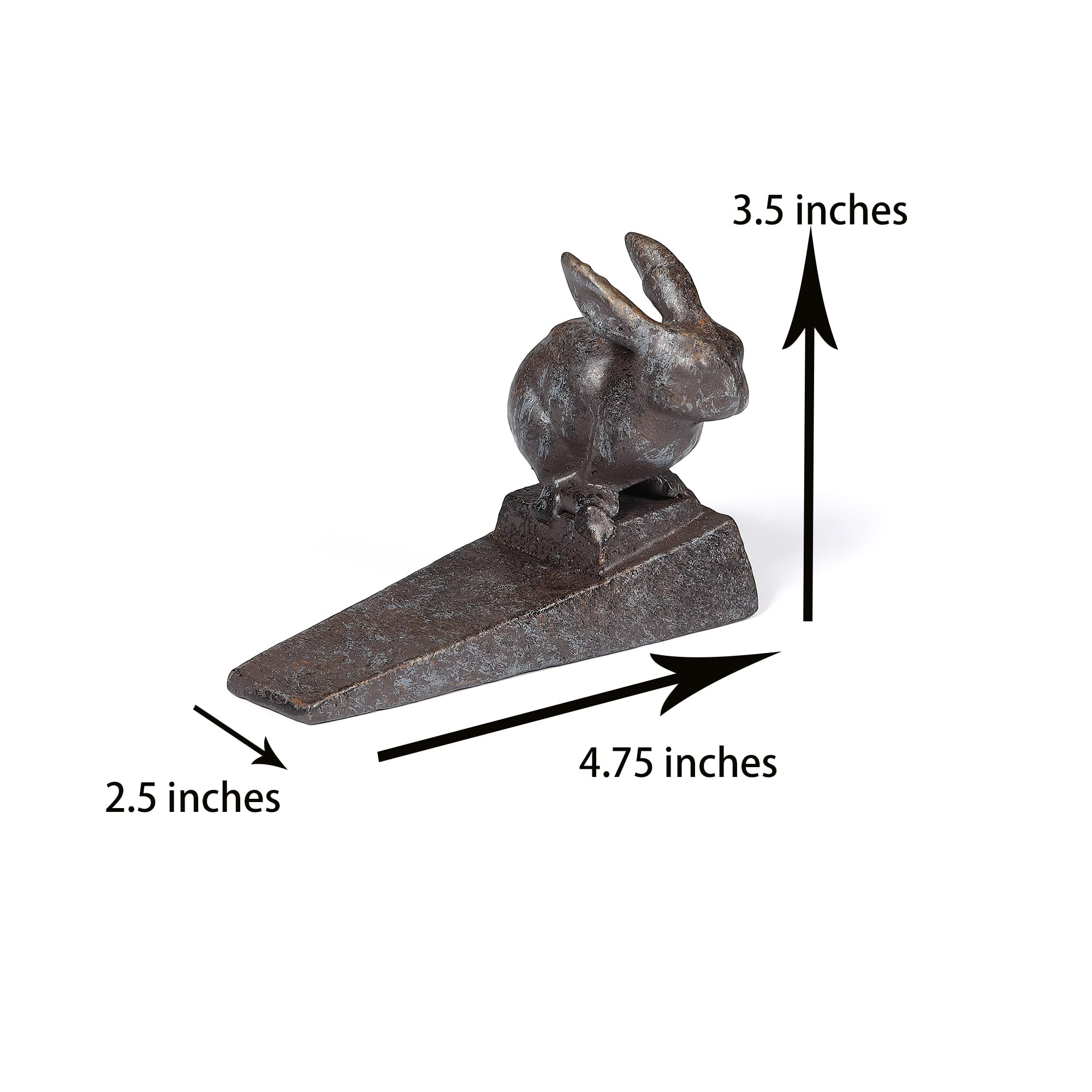 Cast Iron Bunny Door Stop, Set of 2 Decorative Rabbit Door Stopper Wedge, Brown