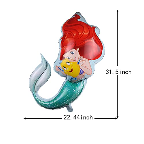 Little Mermaid Balloons Party Supplies Princess Mermaid 6th Birthday Balloon Bouquet Decorations (Mermaid 6th Birthday)