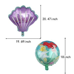 Little Mermaid Balloons Party Supplies Princess Mermaid 6th Birthday Balloon Bouquet Decorations (Mermaid 6th Birthday)