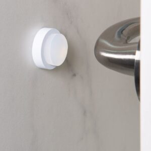 EVI Herrajes | Adhesive Door Stop for Wall/Handle | 24 x 14 mm | White Rubber | Stainless Steel | White Lacquered | Includes Screw + Fastening Plug | Mod. 04020524TPMNG