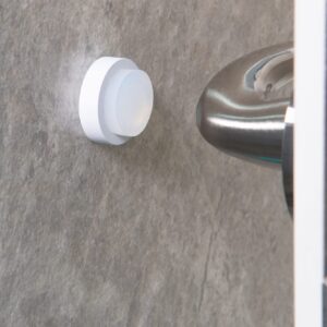 EVI Herrajes | Adhesive Door Stop for Wall/Handle | 24 x 14 mm | White Rubber | Stainless Steel | White Lacquered | Includes Screw + Fastening Plug | Mod. 04020524TPMNG