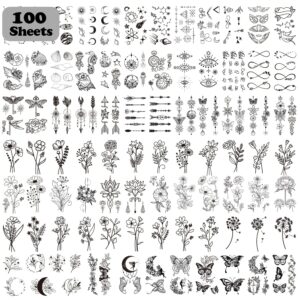 cerlaza 100 sheets temporary tattoos for women girls, 420 mixed styles fake tattoo stickers that look real and last long, realistic henna tattoo for body art sticker