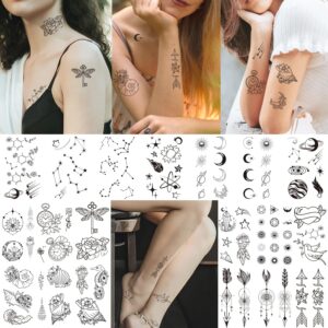 Cerlaza 100 Sheets Temporary Tattoos for Women Girls, 420 Mixed Styles Fake Tattoo Stickers that Look Real and Last Long, Realistic Henna Tattoo for Body Art Sticker